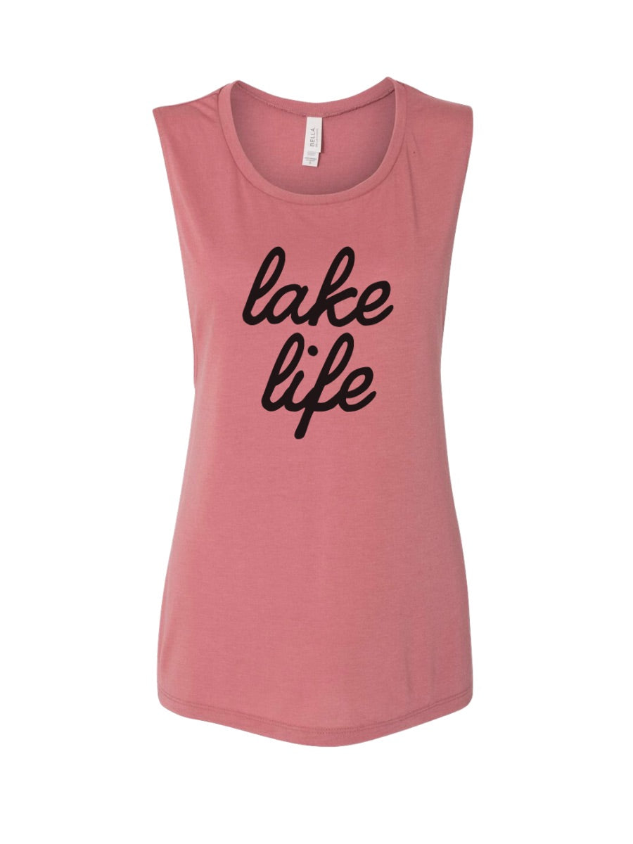Ladies’ Lake Life Script Muscle Tank – Lake Time Supply Co.